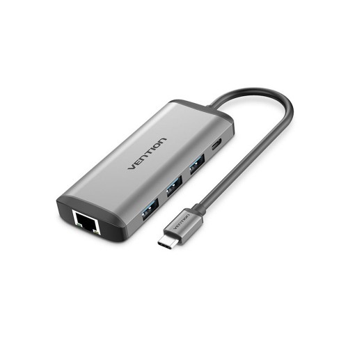 8 u 1 Type-C u HDMI/USB x3/PD/RJ45/TF/SD - Sivi