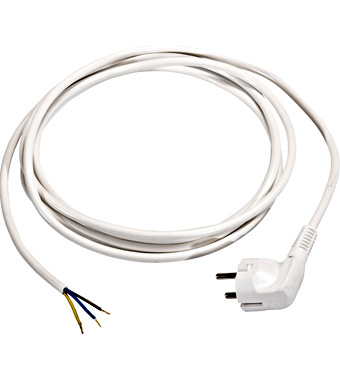 Priključni kabl H05VV-F 3 G 1,0 mm²,ugaoni utikač beli 1,5m
230V, H05VV-F 3 G