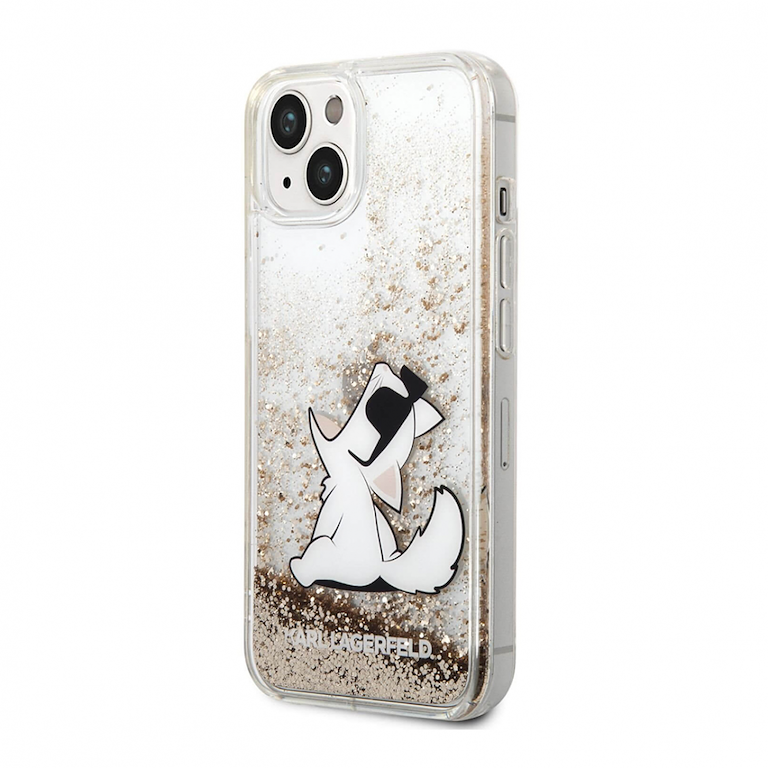 Maska Karl Lagerfeld Hc Liquid Glitter Choupette za iPhone 14 6.1 zlatna (KLHCP14SGCFD)