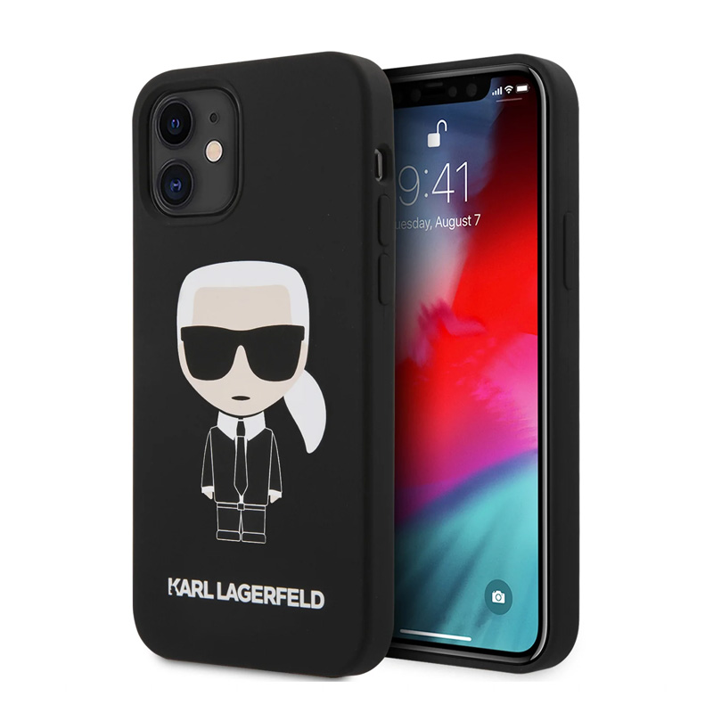 Maska Karl Lagerfeld Hc Silicone Full Body Ikonic za iPhone 12 mini 5.4 crna (KLHCP12SSLFKBK)