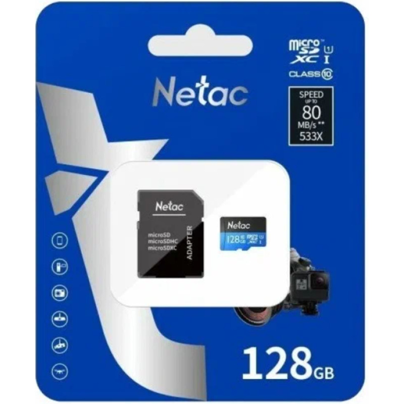 Micro SDXC Netac 128GB P500 Standard NT02P500STN-128G-R + SD adapter