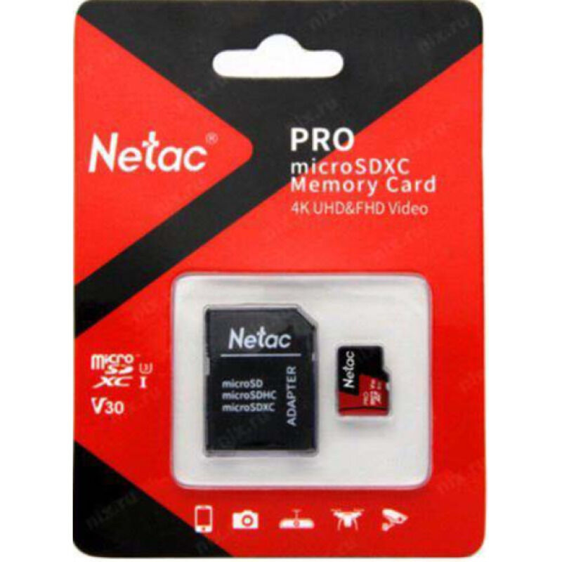 Micro SDXC Netac 128GB P500 Extreme Pro NT02P500PRO-128G-R + SD adapter