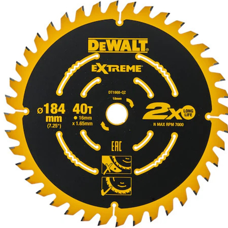 DeWalt Extreme List kružne testere, 184mm, 40T, DT1668