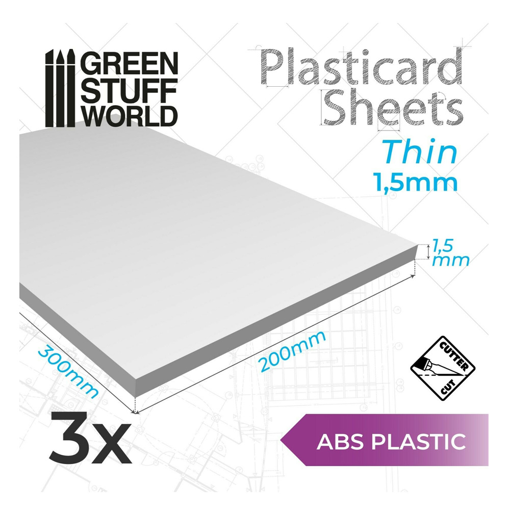 ABS Plain Sheet 1.5mm PACK x3