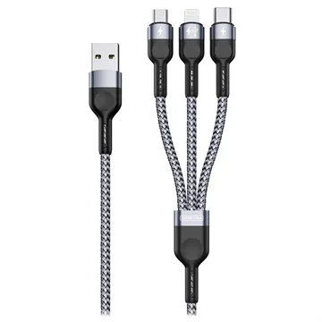 DUZZONA A3 MICROUSB, LIGHTNING, USB-C KABL - 2.4A, 1.2M