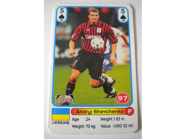 Kartica iz žvaka `Football Stars-Andryj Shevchenko`