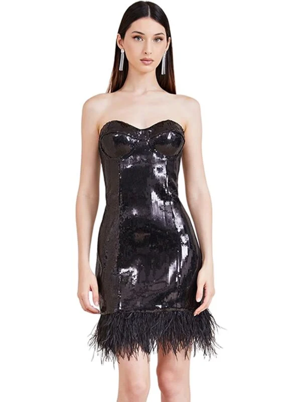 Marciano - Šljokičasta haljina sa perjem