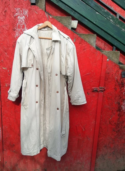 Zimski Vintage Trenchcoat - Vintage Krem Mantil XL