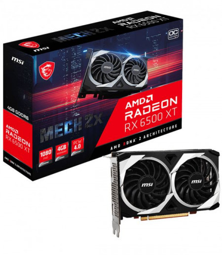 VGA MSI Radeon RX 6500 XT MECH 2X 4G OC, 4GB DDR6,