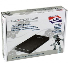 HDD rack LC POWER LC-25U3-Becrux, 2.5″, SATA, USB 3.0, HDD height 9,5 mm, aluminium, black