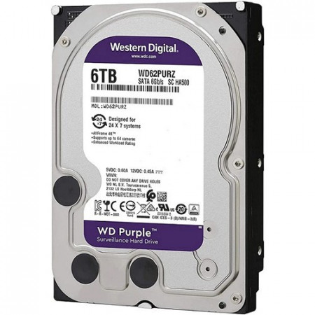 HDD 6 TB WESTERN DIGITAL Purple, WD62PURZ, 128 MB, 5640 rpm, za video nadzor, SATA 3