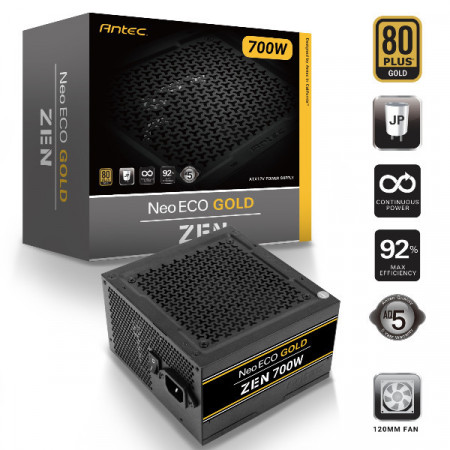 Napajanje 700W ANTEC NE700G ZEN, NEO ECO GOLD, 80+ Gold, 12cm silent fan, Active PFC, up to 92% efficient