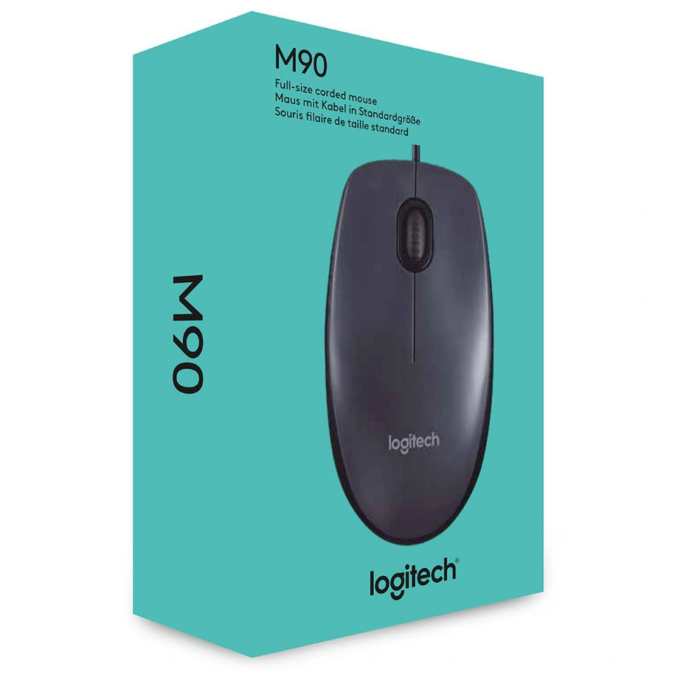 Mis Logitech M90, 1000 dpi, dark gray, USB (910-001793)