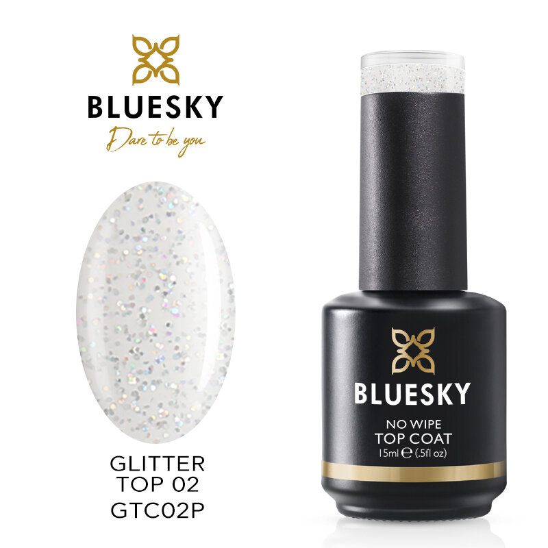 BLUESKY GLITTER GTC 02 NO WIPE TOP COAT 15ml