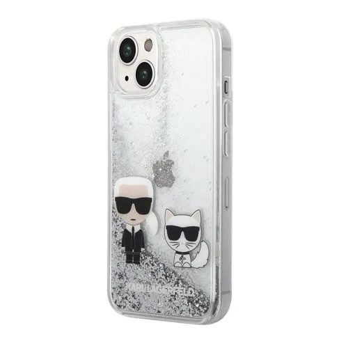 Futrola - maska Karl Lagerfeld Liquid Glitter Case Karl And Choupette za iPhone 14 Plus srebrna Full Original (KLHCP14MGKCS) (MS)