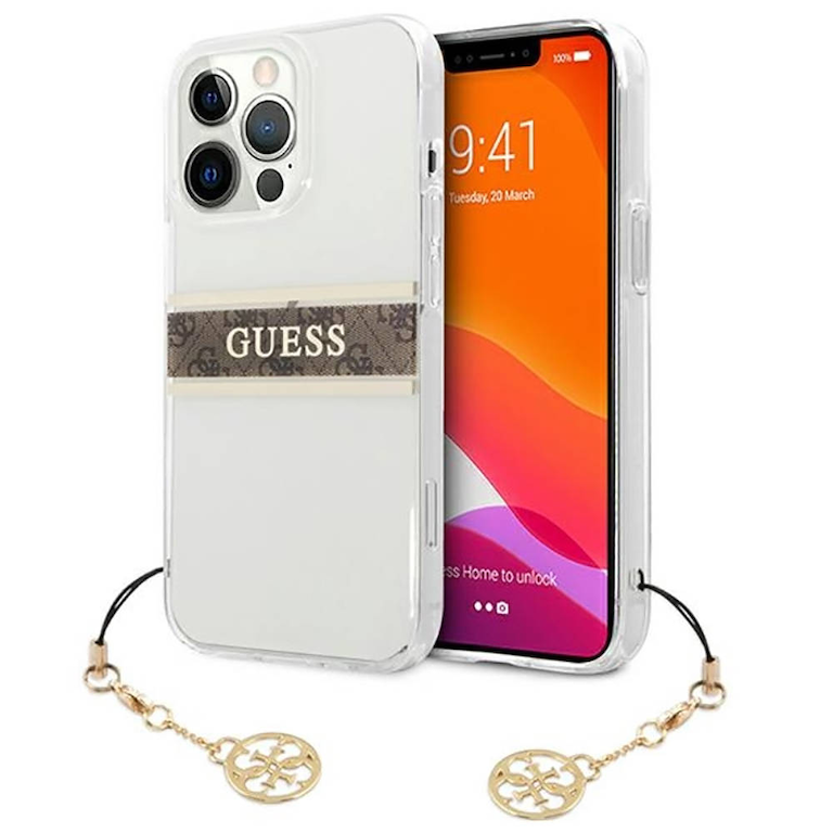 Maska Guess 4G Stripe Charm za iPhone 13 Pro 6.1 braon (GUHCP13LKB4GBR)