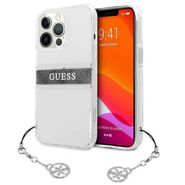 Maska Guess 4G Stripe Charm za iPhone 13 Pro 6.1 siva (GUHCP13LKB4GGR)