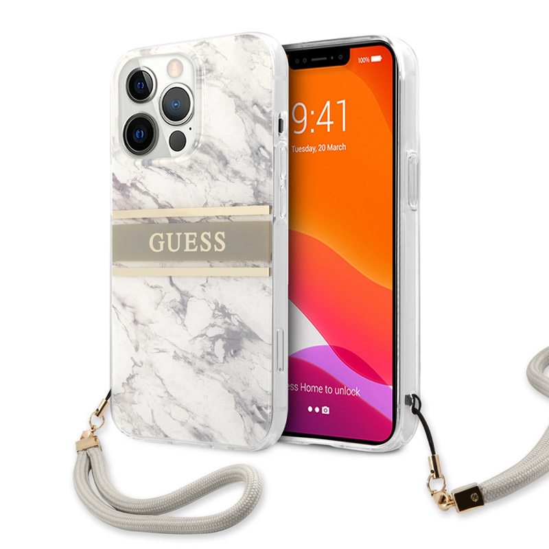 Maska Guess Marble Strap za iPhone 13 Pro 6.1 siva (GUHCP13LKMABGR)