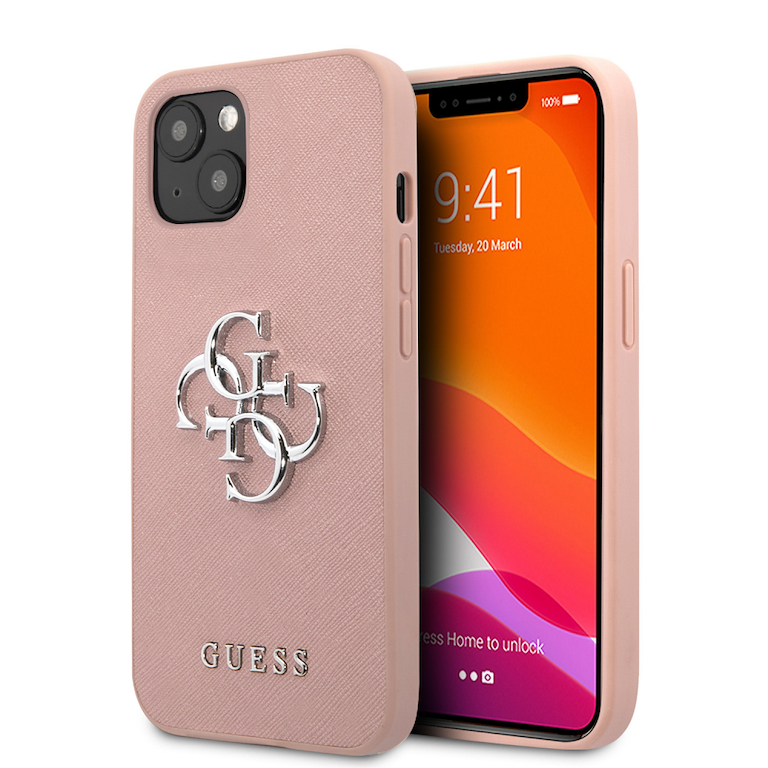 Maska Guess Saffiano Big za iPhone 13 6.1 roza (GUHCP13MSA4GSPI)