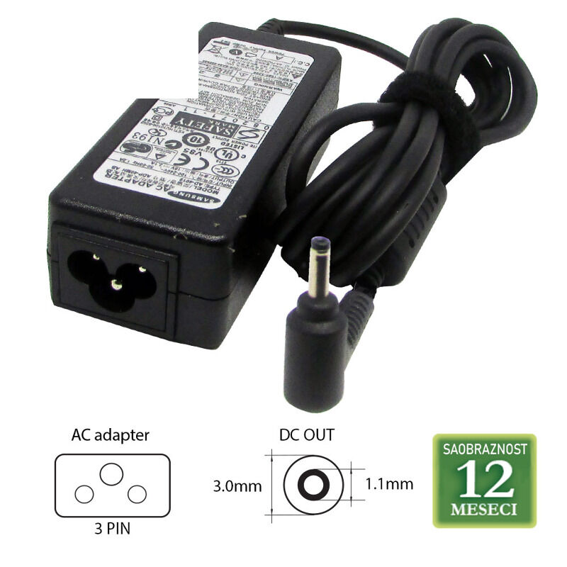 SAMSUNG 19V-2.1A ( 3.0 * 1.0 ) AD-4019 40W LAPTOP ADAPTER