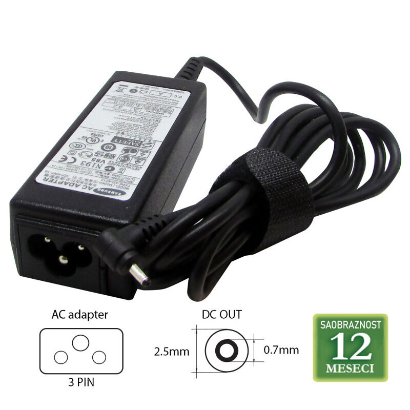 SAMSUNG 12V-3.33A ( 2.5 *0.7 ) ADP-40MH AB 40W LAPTOP ADAPTER