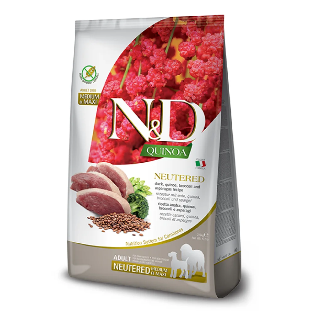 N&D Quinoa hrana za sterilisane pse - Neutered Duck Medium&Maxi Adult 12kg