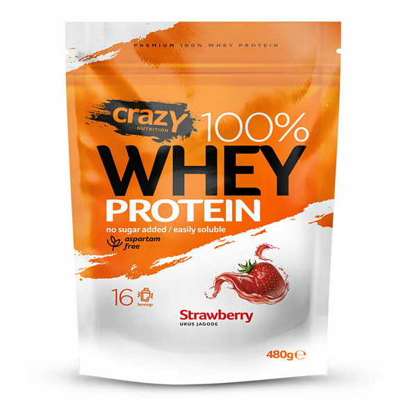 Whey Protein JAGODA 480g Crazy Nutrition