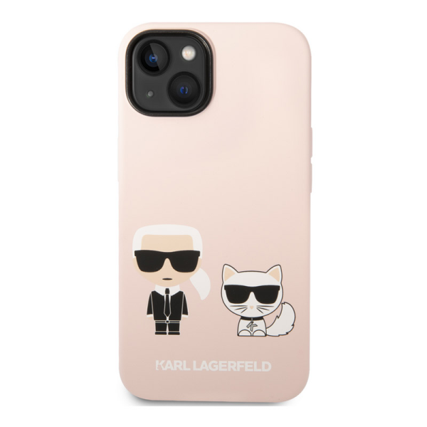 Maska Karl Lagerfeld and Choupette Liquid Silicone za iPhone 14 Plus Pink