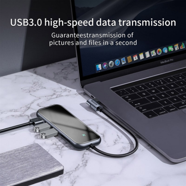 Baseus Multi-functional HUB Type-C 4xUSB 3.0 sivi