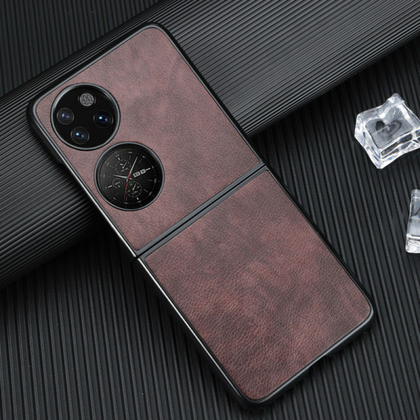 Maska Leather za Huawei P50 pocket braon