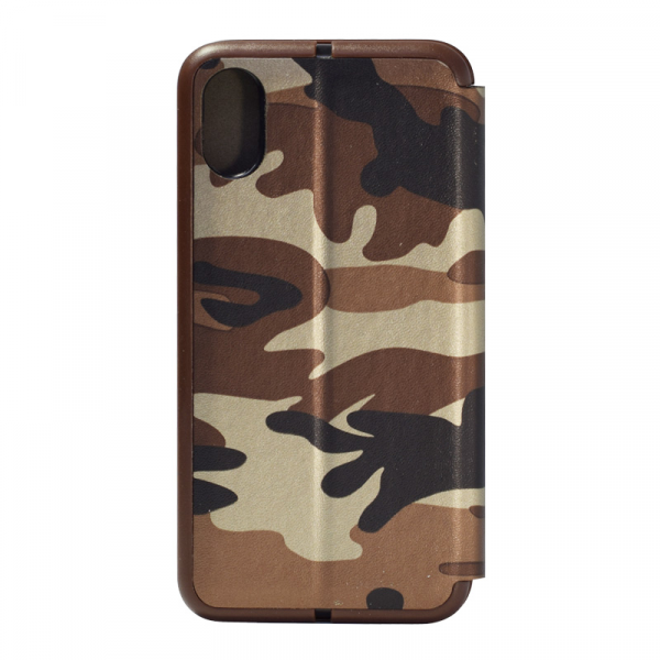 Maska na preklop Army flip cover za iPhone X braon