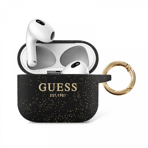 Maska Guess Airpods 3 Silicone Est. Glitter crna.