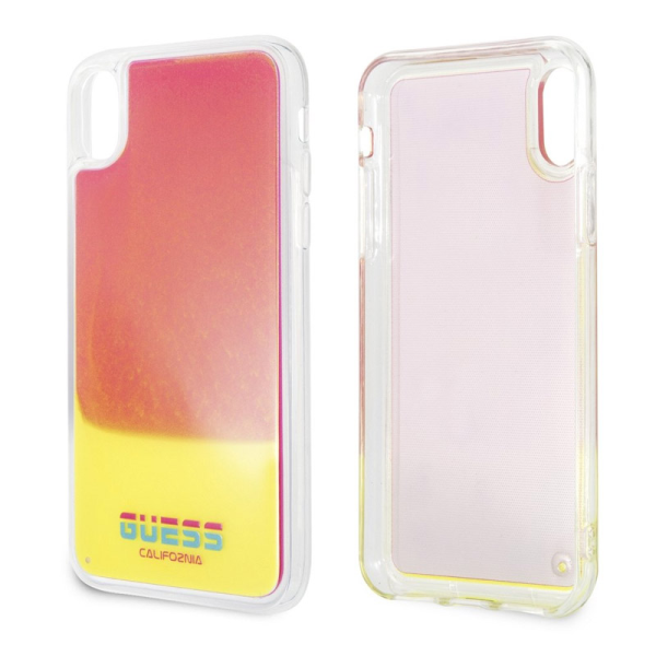 Maska Guess Faceplate Liquid za iPhone X/XS roze zuta.