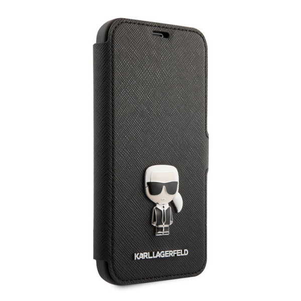 Maska na preklop Karl Lagerfeld Flip Saffiano iPhone 12/12 Pro Max (6.7) crni