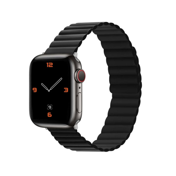 Silikonska narukvica za Apple Watch sa magnetom crno zuta 42/44/45mm