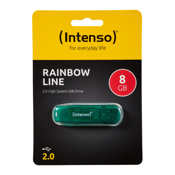 USB Flash drive INTENSO 8GB Hi-Speed USB 2.0 Rainbow line Rainbow zeleni