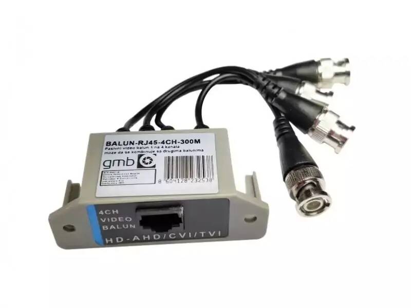 GEMBIRD BALUN RJ45-4CH-300M GEMBIRD BALUN ZA 4 KAMERE (AHD/CVI/TVI) DO 5 MEGAPIKSELA