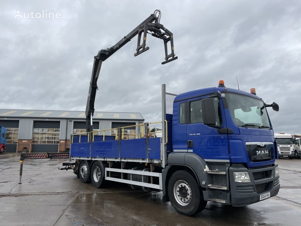 MAN TGS 26.360, 6X2 26 TONNE DRAWBAR SPEC BRICK GRAB – 2014 – DG64 V kamion s ravnom platformom