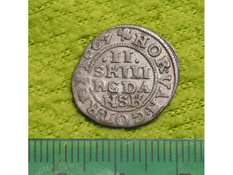 2 Skilling Dansk - Frederik III - 1667 NSK