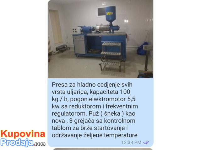 Linija ( presa ) za hladno cedjenje ulja