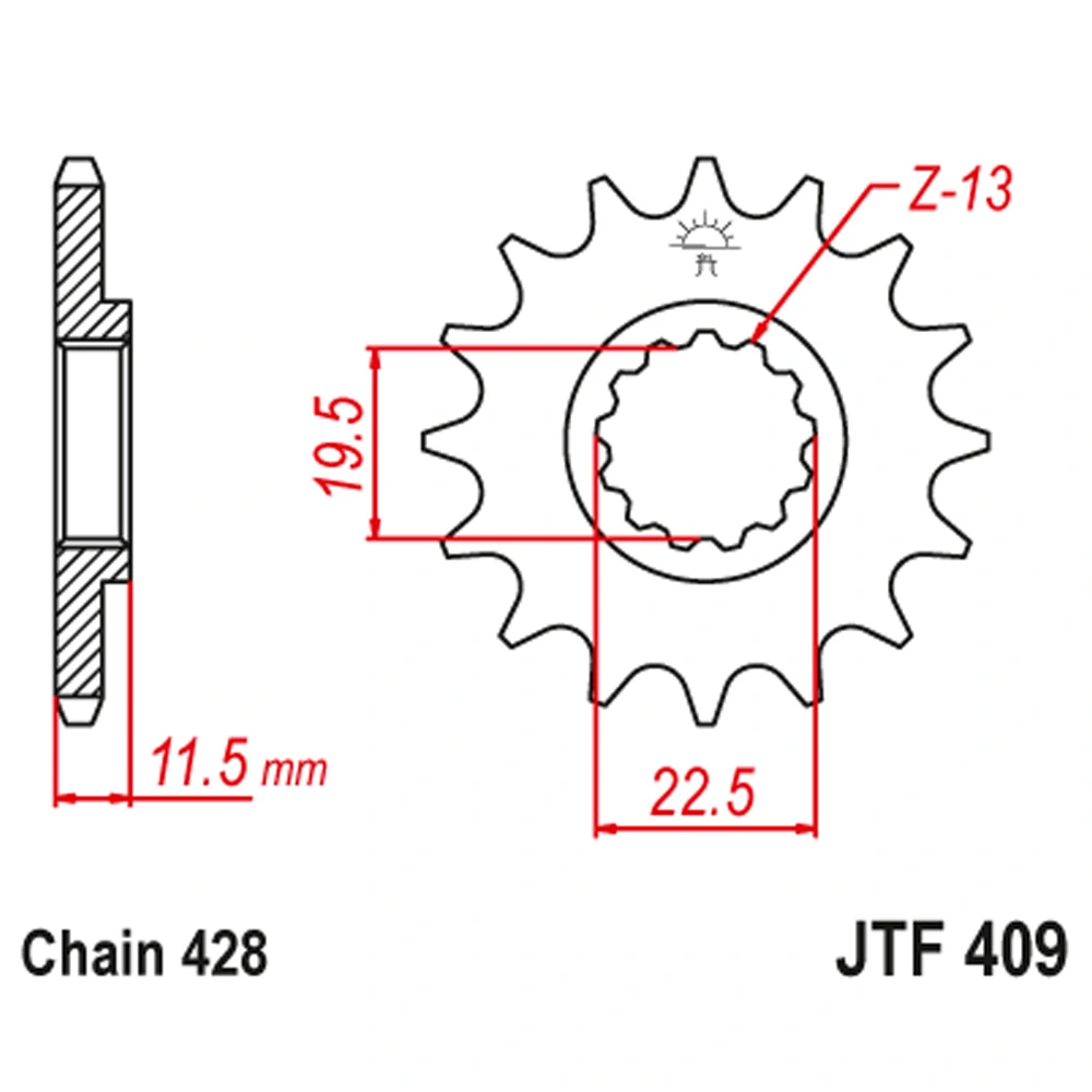 Prednji lančanik JT JTF409-14 Sprint Pulser 200 14 zuba