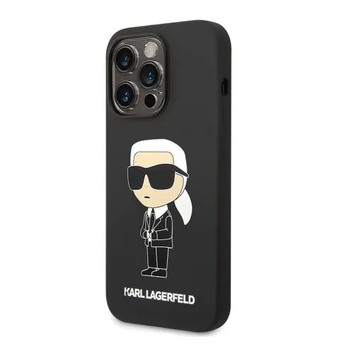 Silikonska futrola - maska Karl Lagerfeld NFT Ikonik Hard Case za iPhone 14 Pro crna Full Original (KLHCP14LSNIKBC) (MS)