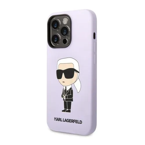 Silikonska futrola - maska Karl Lagerfeld NFT Ikonik Hard Case za iPhone 14 Pro ljubicasta Full Original (KLHCP14LSNIKBC) (MS)