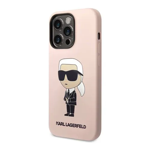 Silikonska futrola - maska Karl Lagerfeld NFT Ikonik Hard Case za iPhone 14 Pro Max pink Full Original (KLHCP14XSNIKBC) (MS)