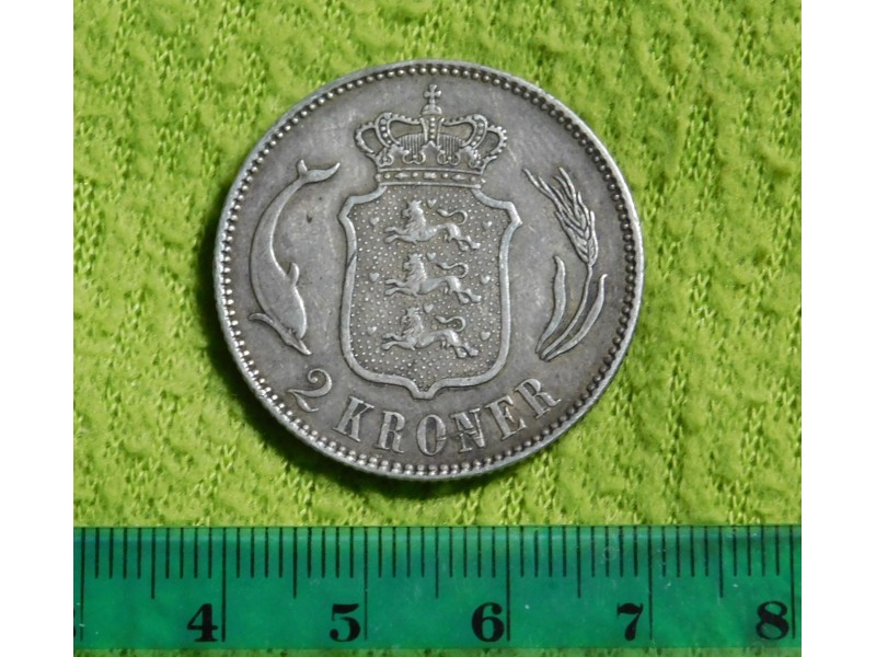 Danska - 2 kroner 1875 - srebro .800 , 15g