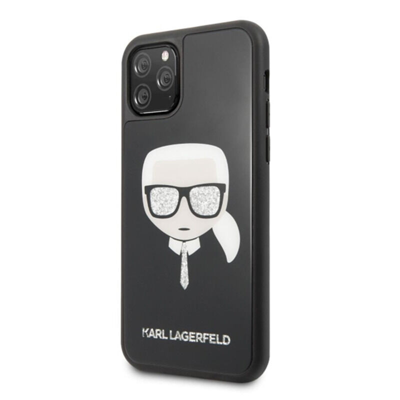 Maskica Karl Lagerfeld Double Layers Glitter Head za iPhone 11 Pro 5.8 crna (KLHCN58DLHBK)