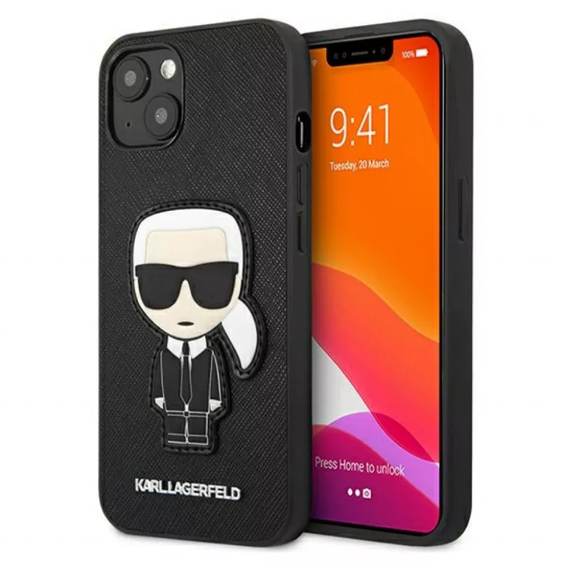 Maskica Karl Lagerfeld Hc Saffiano Ikonik Patch za iPhone 13 6.1 crna (KLHCP13MOKPK)