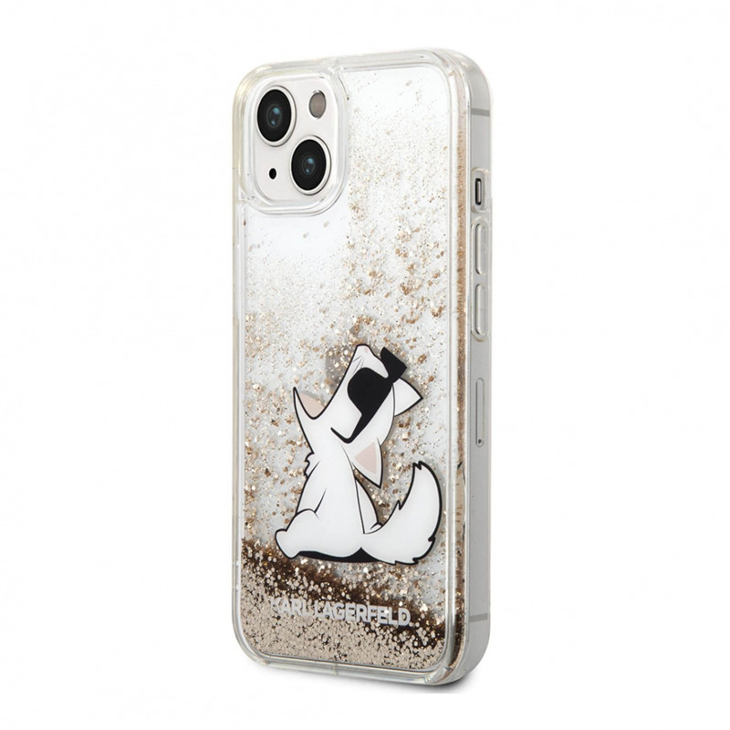 Maskica Karl Lagerfeld Hc Liquid Glitter Choupette za iPhone 14 6.1 zlatna (KLHCP14SGCFD)