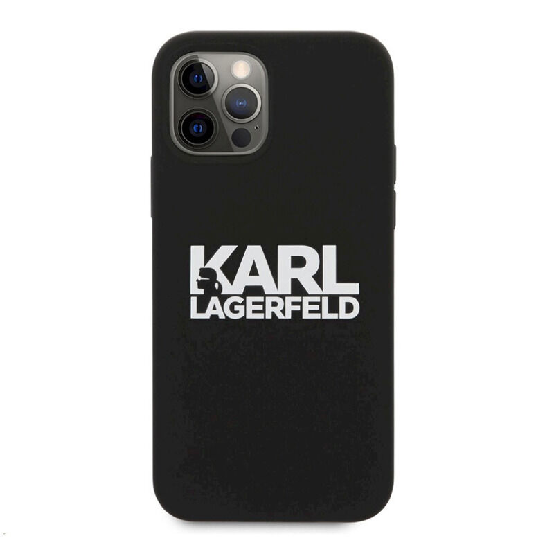 Maskica Karl Lagerfeld Hc Silikone Stack Logo za iPhone 12 Pro Max 6.7 crna (KLHCP12LSLKLRBK)