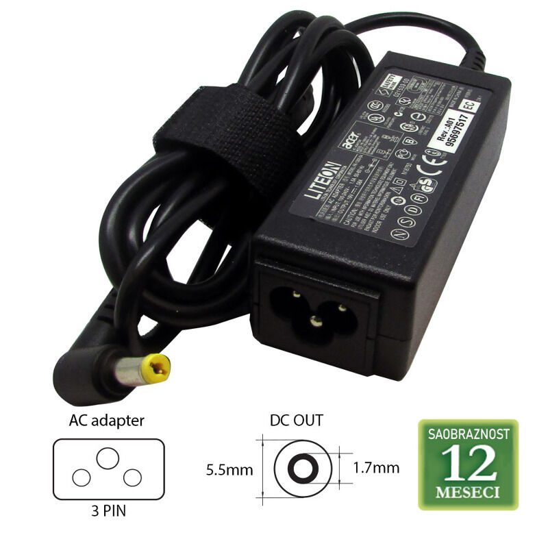 DELL – ACER 19V-1.58A ( 5.5 * 1.7 ) P-1300-04 30W LAPTOP ADAPTER